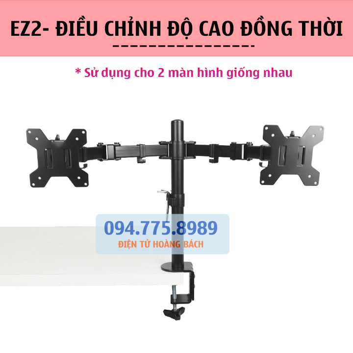 Giá Treo Hai Màn Hình Máy Tính NB F160 / ErgoTek EZ2 - EZ3 - Arm Treo 2 Màn Hình Kẹp Bàn Xoay ...