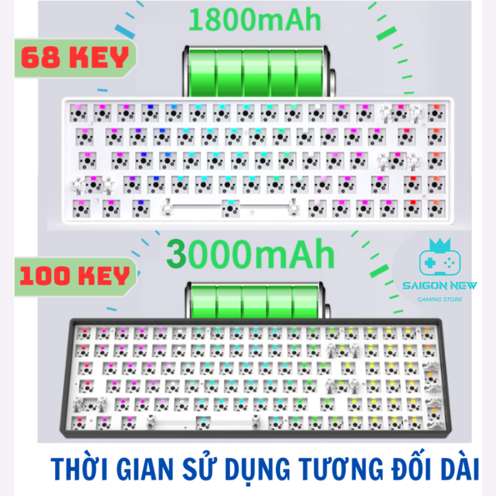 Bộ Kit Bàn phím cơ không dây Feker FK68 - Mạch hotswap 5pin - LED RGB nhiều chế độ - 3 mode kết ...
