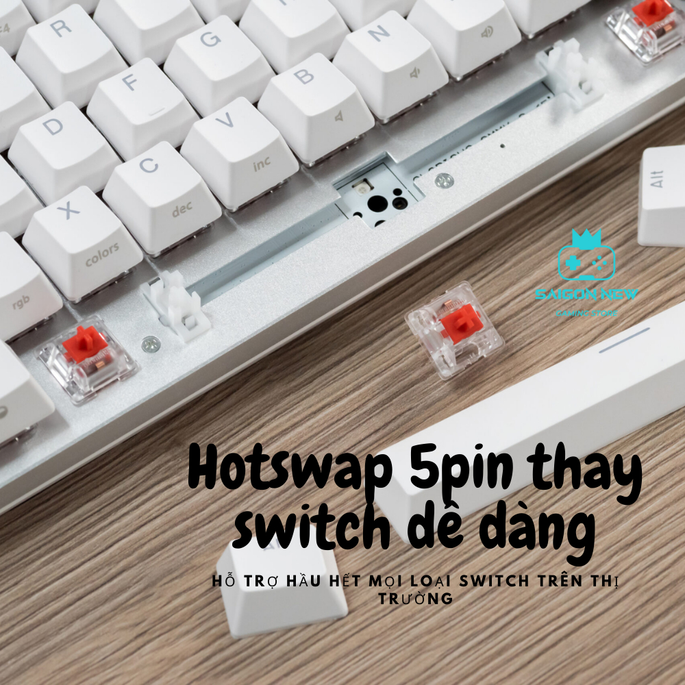 Bộ Kit Bàn phím cơ không dây Feker FK68 - Mạch hotswap 5pin - LED RGB nhiều chế độ - 3 mode kết ...