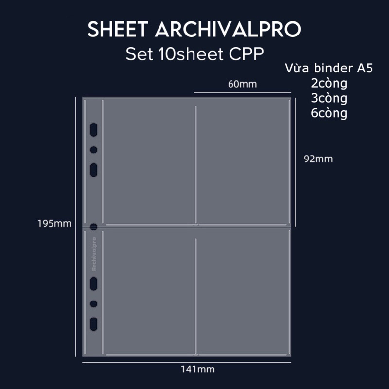 [cÓ SẴn] Sheet Cpp Trong SuỐt Archivalpro DÀnh Cho Binder CÒng A5 A4