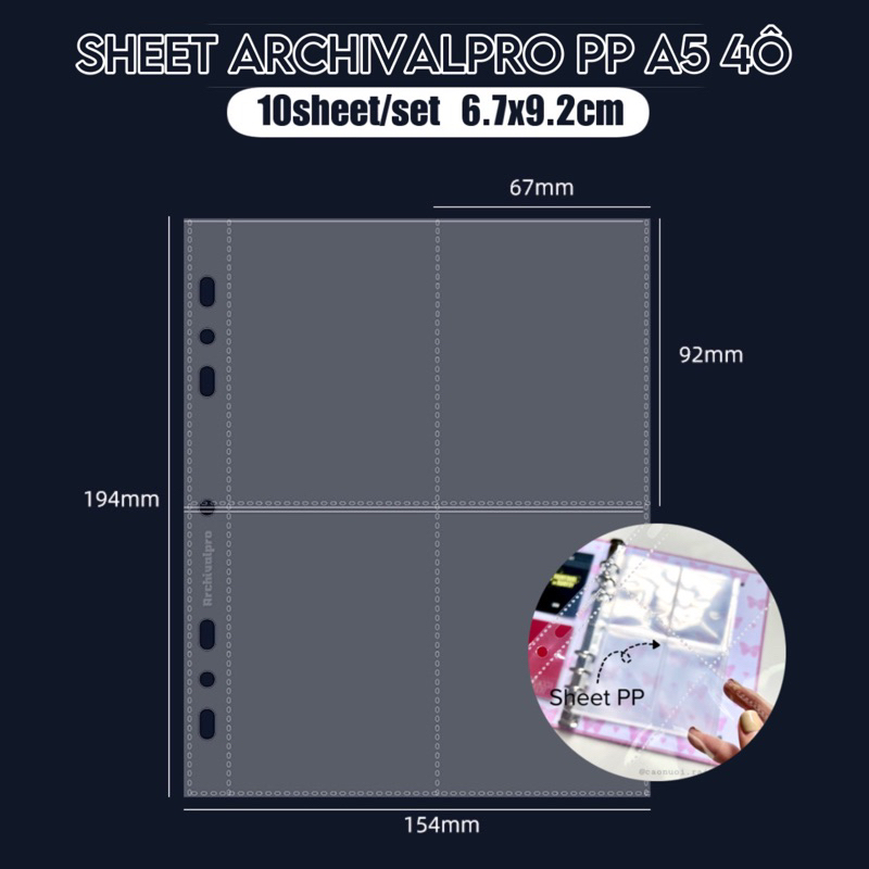 [cÓ SẴn] Sheet Cpp Trong SuỐt Archivalpro DÀnh Cho Binder CÒng A5 A4
