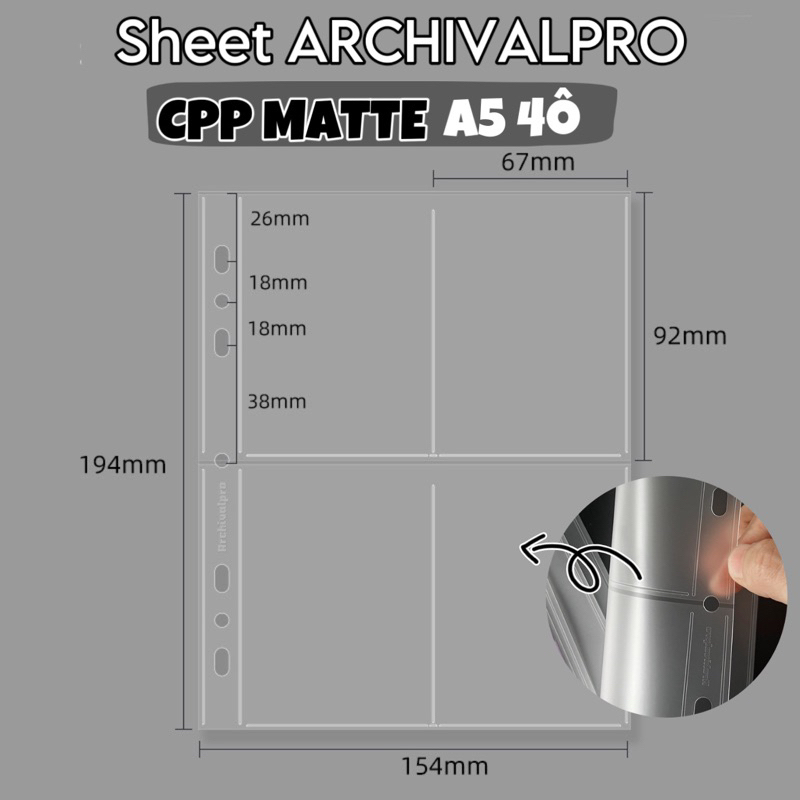 [cÓ SẴn] Sheet Cpp Trong SuỐt Archivalpro DÀnh Cho Binder CÒng A5 A4