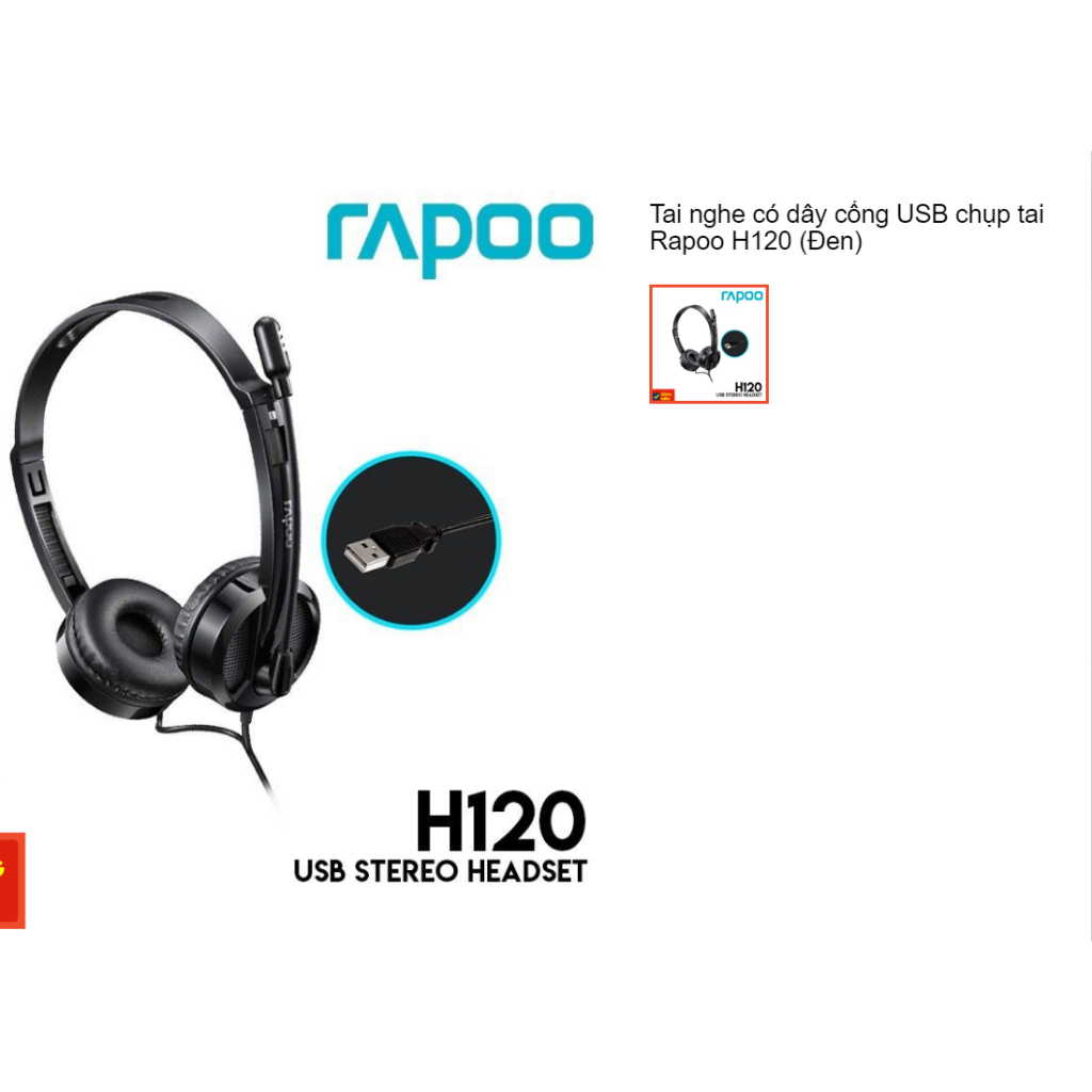 Tai nghe Rapoo H120 (có dây cổng USB chụp tai) | Shopee Việt Nam