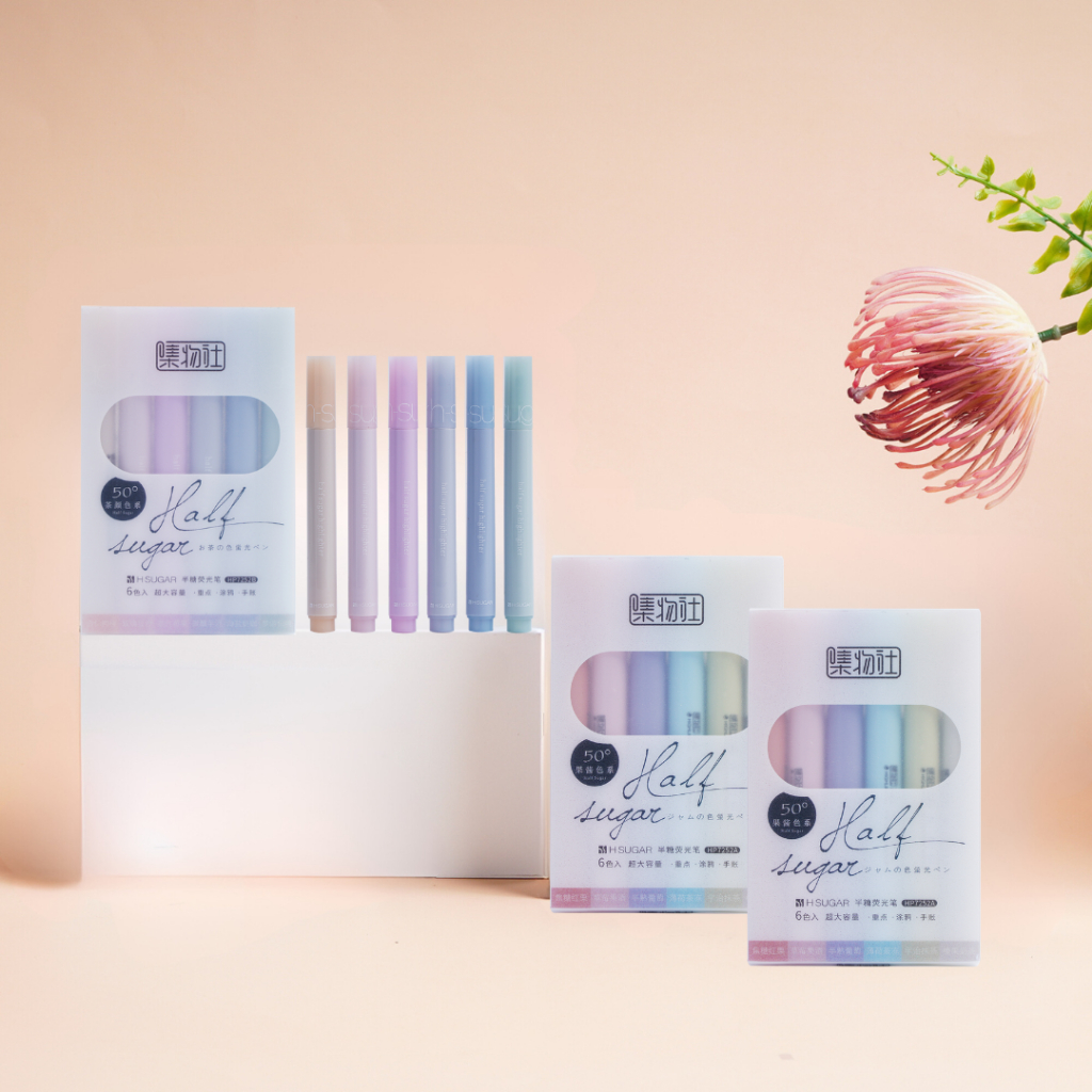 Set bút dạ quang 6 màu highlight pastel dễ thương, bút nhớ highlight ...