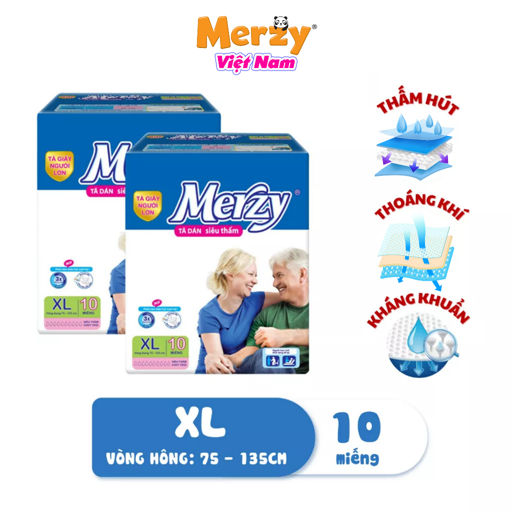 Tã Dán Người Lớn Merzy ML/XL 10 Miếng Siêu Thấm Thoáng Khí Bỉm Người ...