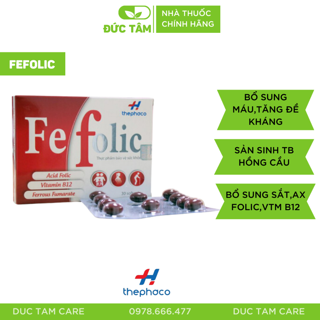 FeFolic của Thephaco Hộp 30v- NHÀ THUỐC ĐỨC TÂM [CHÍNH HÃNG] | Shopee ...