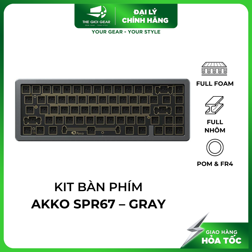 KIT bàn phím AKKO SPR67 – Gray (Full nhôm / Spring mount / Flex-cut ...