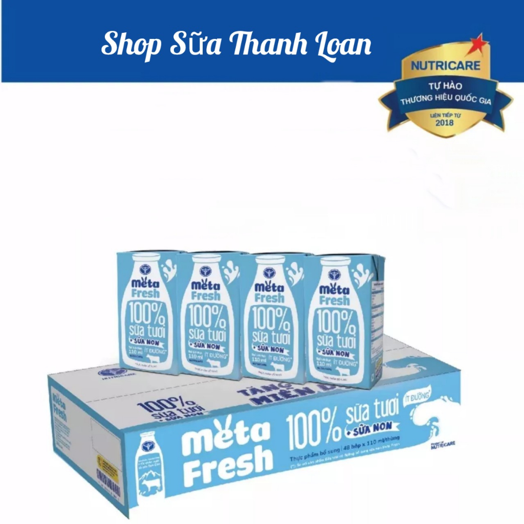[HSD T9-2025] Thùng 48 Hộp Sữa Tươi Nutricare Meta Fresh Ít Đường 110ml. | Shopee Việt Nam
