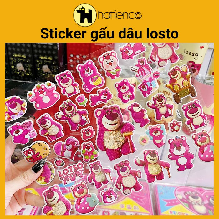 Sticker nổi gấu dâu, hình dán gấu dâu | Shopee Việt Nam