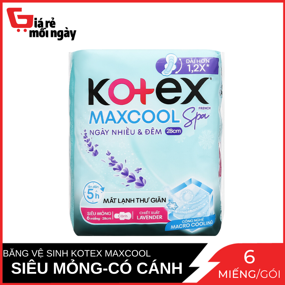 Băng Vệ Sinh Kotex Maxcool Nhiều ngày & đêm 28cm 6 miếng | Shopee Việt Nam