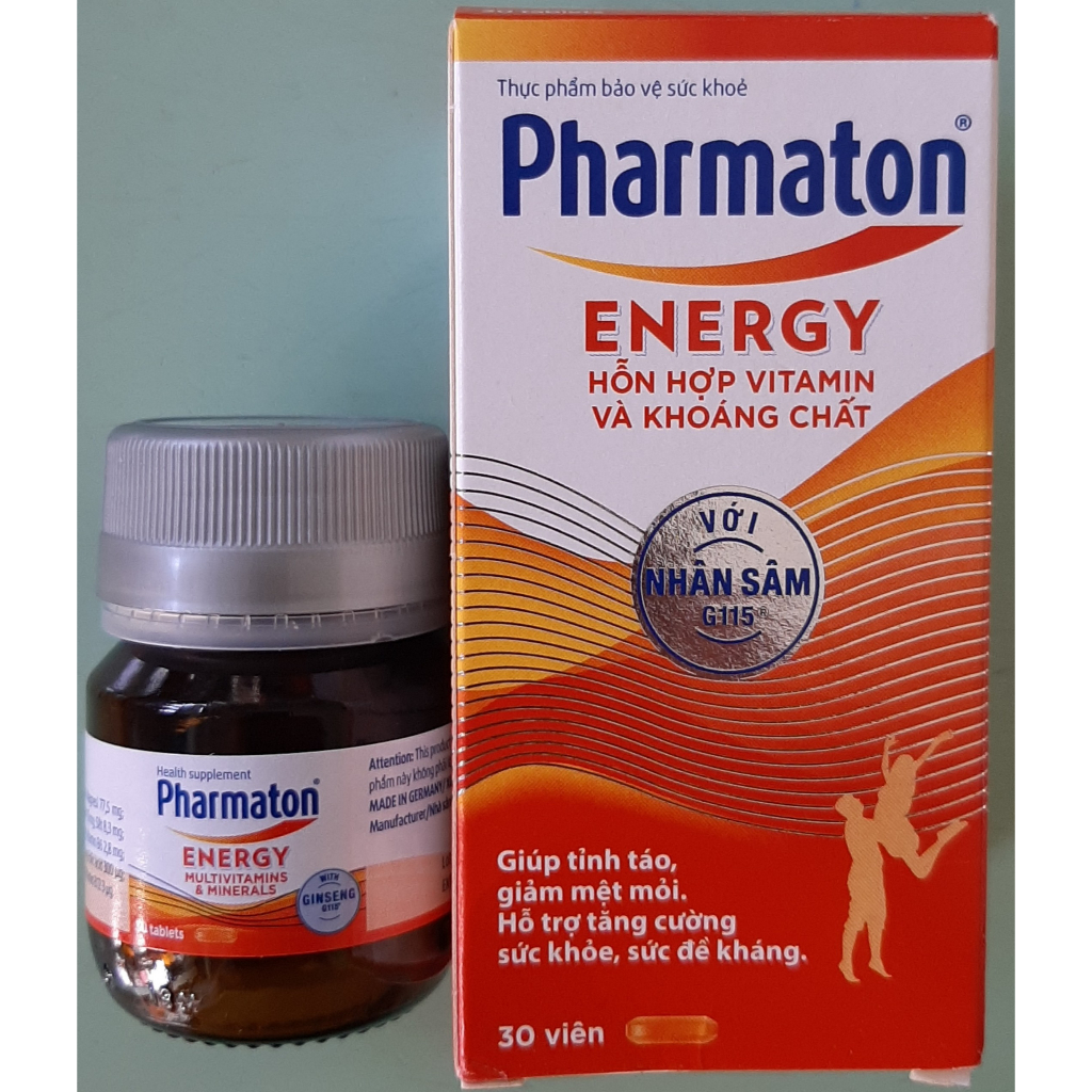 Pharmaton Energy, Essential, Vitamin, nhân Sâm (hộp 30 viên), bổ sung ...