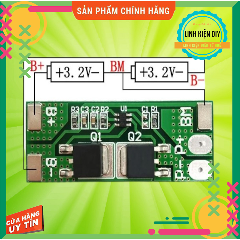 MẠCH BẢO VỆ PIN 3.2V 2S 6.4V 7.2V XẢ 10A Mạch bảo vệ pin sắt LiFePo4 LiFe mạch bảo vệ sạc pin ...