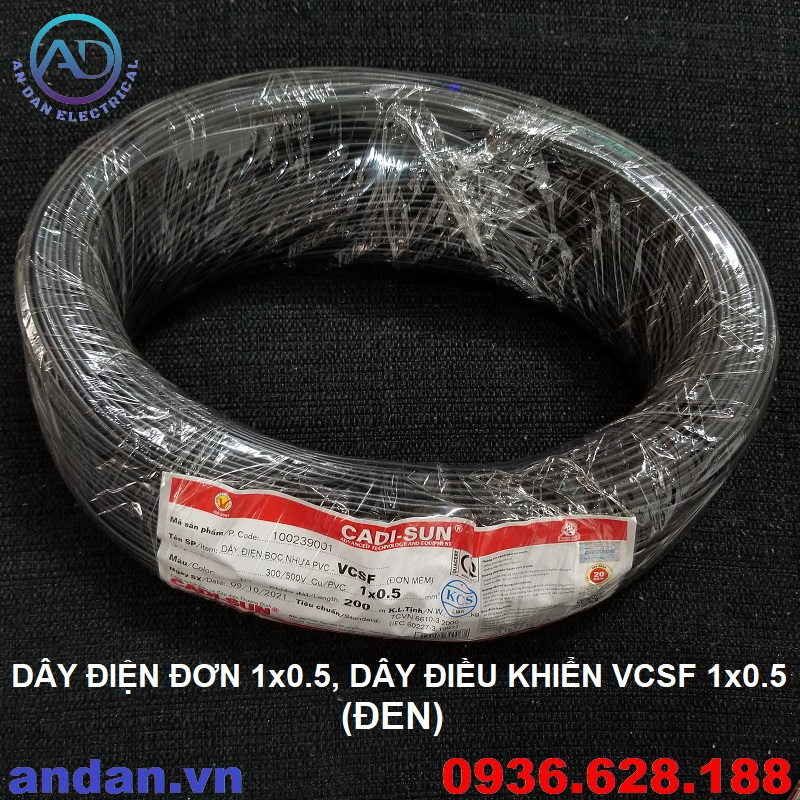 Dây điện đơn 1x0.5mm2 , dây điện điều khiển VCSF 1x0.5 - (ĐEN - ĐỎ ...