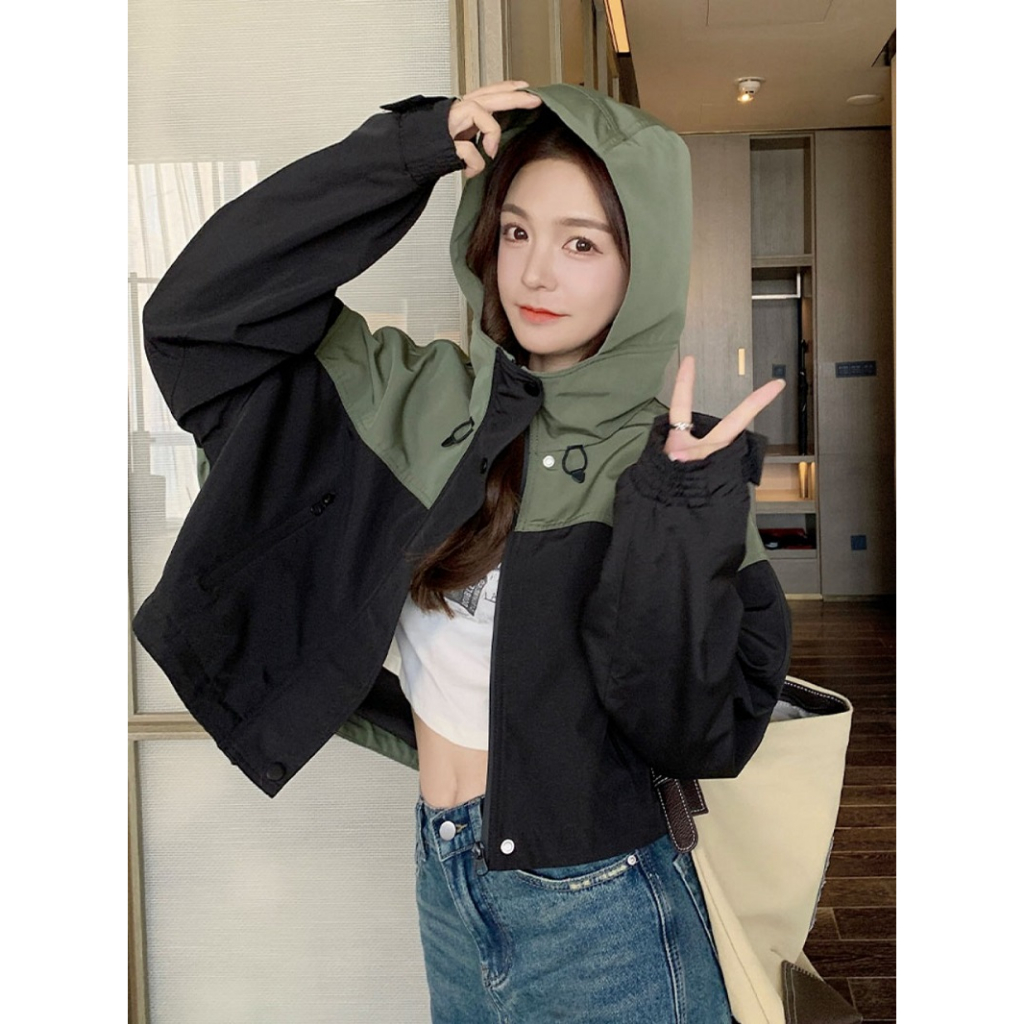 Áo Khoác Dù 2 Lớp Form Croptop Phối Màu Có Nón Chống Nắng Năng Động - CLITUS | Shopee Việt Nam