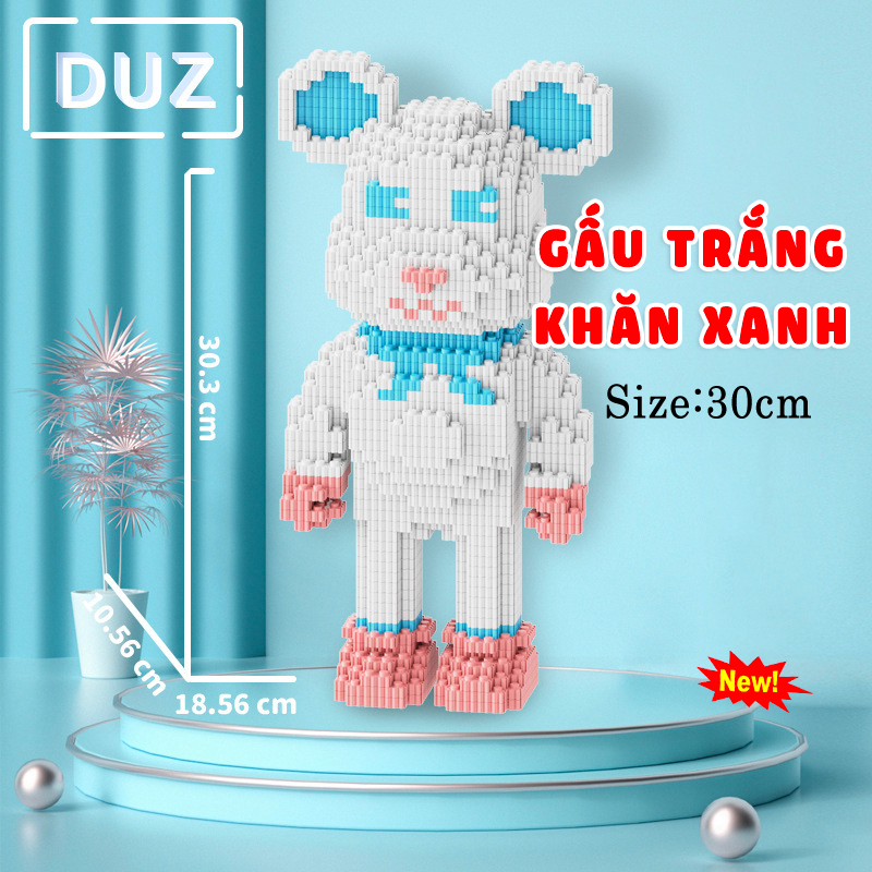 Mô hình lắp ráp Le go bearbrick 30cm tặng búa, bộ le go gấu bearbrick ...