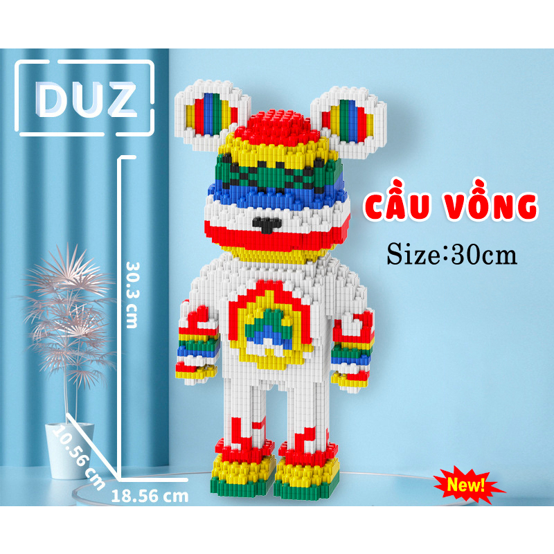 Mô hình lắp ráp Le go bearbrick 30cm tặng búa, bộ le go gấu bearbrick ...