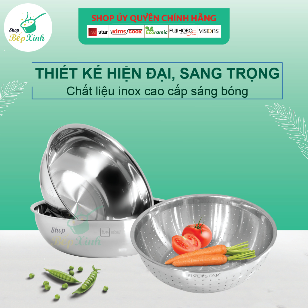 Thau Rổ lưới inox 430 cao cấp Fivestar 22cm / 26cm / 30cm / 32cm ...