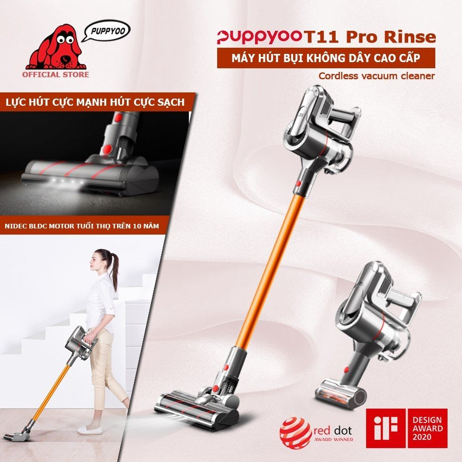 Máy hút bụi không dây cao cấp Puppyoo T11 Pro Rinse vừa hút vừa lau đa ...