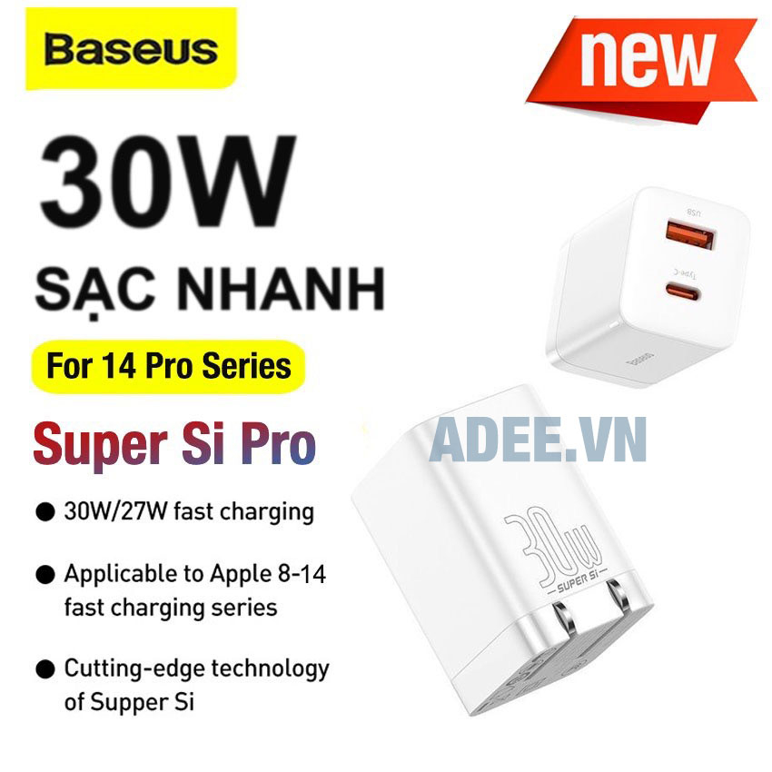 Củ Sạc Nhanh Baseus Super Si Pro 30W 2 Cổng(C+U),30W 1C,Hỗ Trợ PD3.0 ...