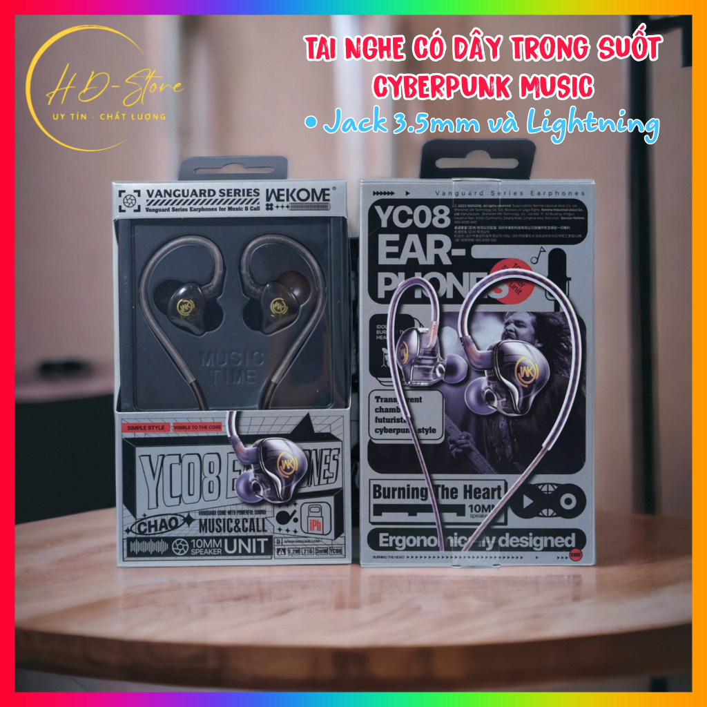 Tai Nghe Hãng WK Có Dây Trong Suốt Cyberpunk Music 2 Loại Chân Cắm 3.5mm Và Lightning | Shopee ...