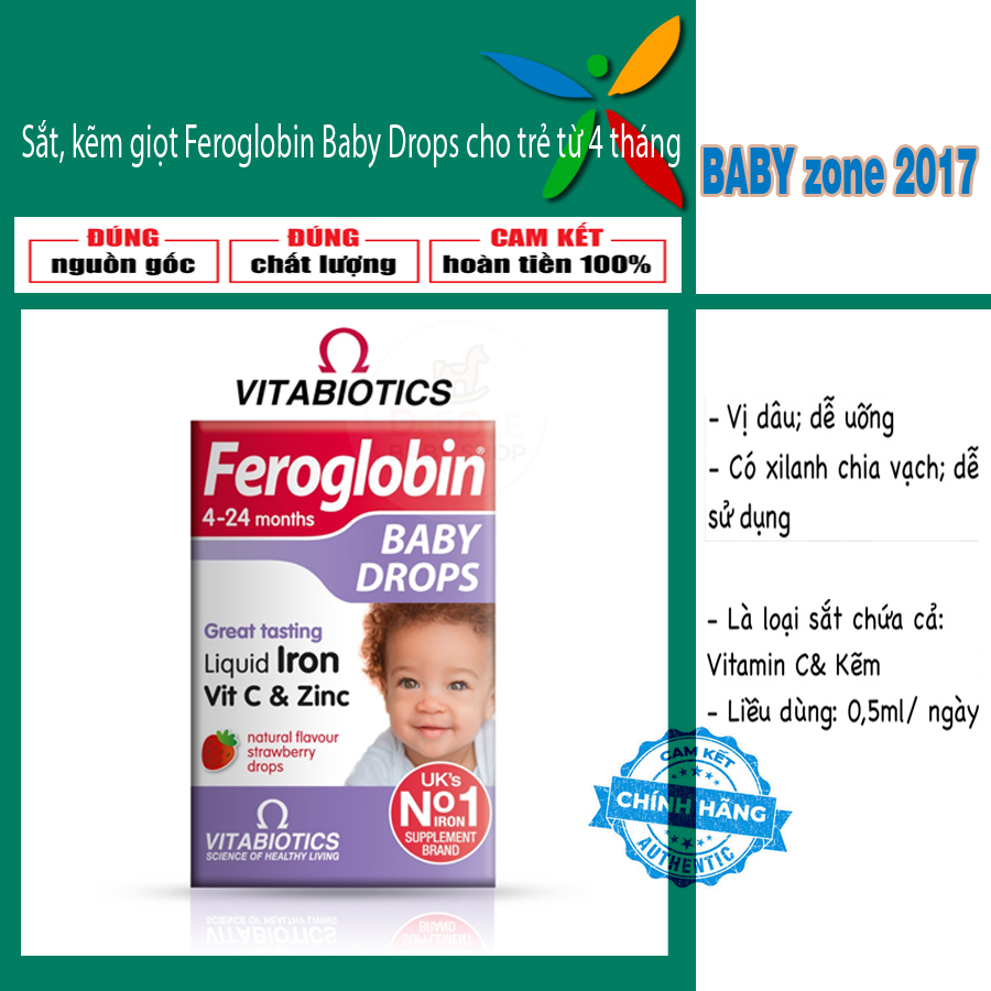 Sắt, kẽm giọt Feroglobin Baby Drops cho trẻ từ 4 tháng | Shopee Việt Nam