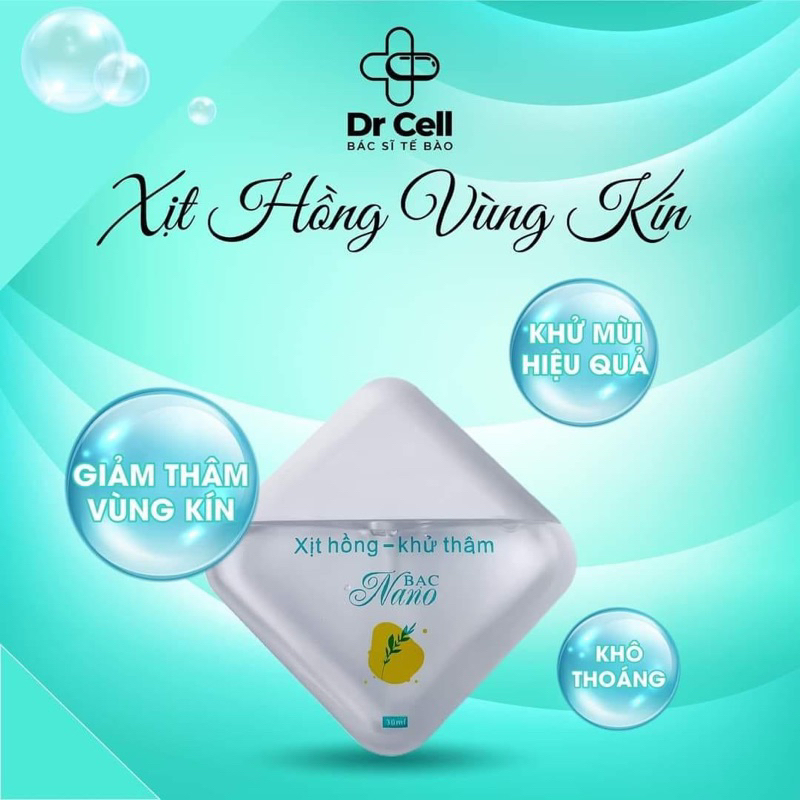 Xịt hồng khử thâm Nano Bạc DRCELL, giúp làm hồng vùng kín, loại bỏ thâm và kháng khuẩn vùng kín ...