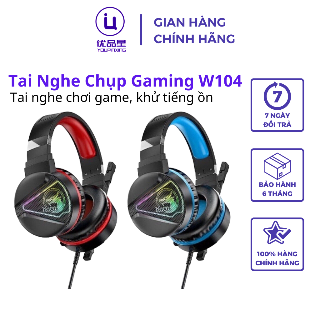Tai nghe chụp gaming HOCO W104 có mic, đèn LED cho máy tính và điện ...