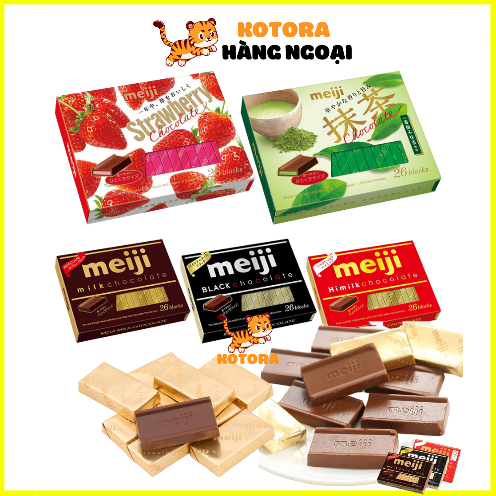 Socola Meiji nội địa Nhật Bản vị sữa, matcha, Macadamia, Almond, vị dâu, Sô cô la đen, Cacao ...