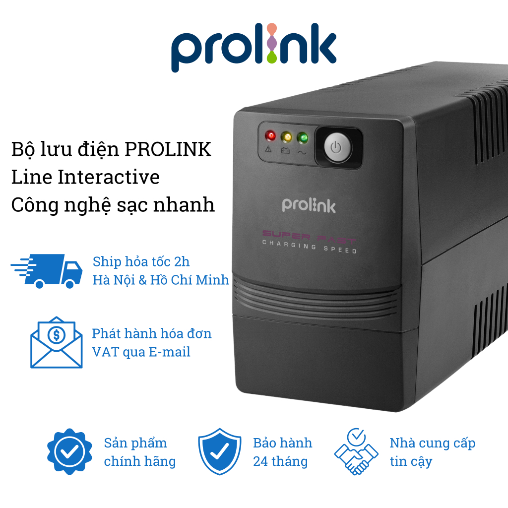 Bộ lưu điện UPS PROLiNK PRO700SFC (650VA) công suất 360W, sạc siêu ...