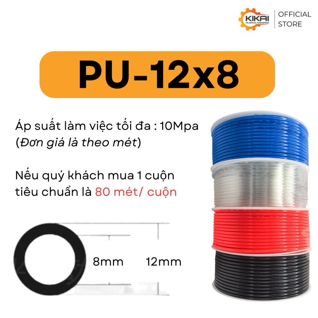 Dây hơi khí nén PU 4/6/8/10/12 đủ màu xanh/đỏ/đen/trong suốt chất lượng Taiwan | Shopee Việt Nam
