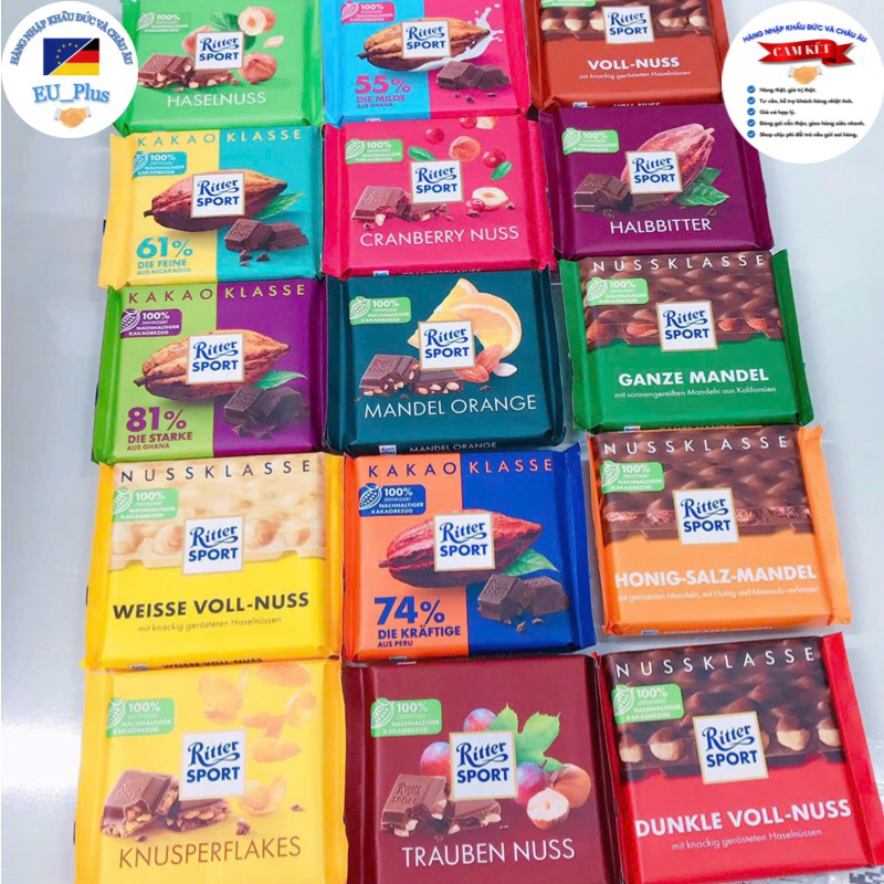 Socola thanh hiệu Ritter Sport Đức (nhiều vị )100g | Shopee Việt Nam