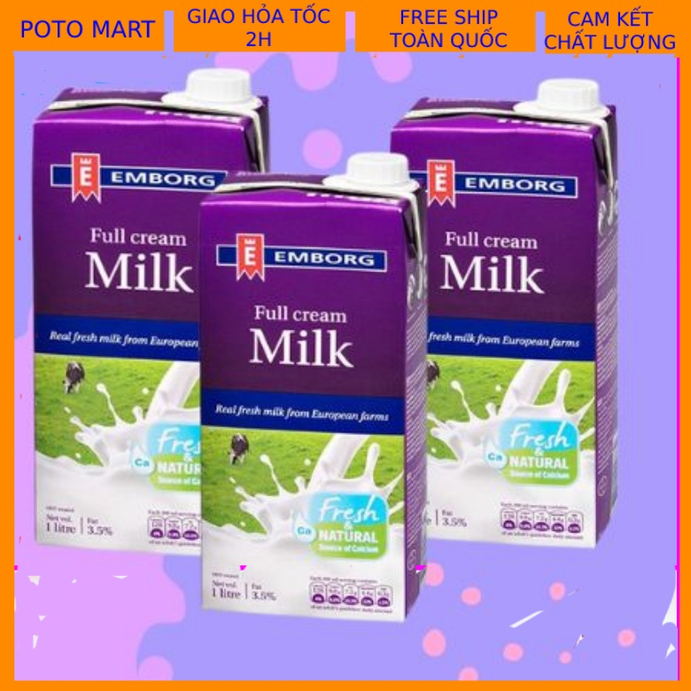 Date 4/2024 Sữa tươi EMBORG nguyên kem Full Cream Milk Hộp 1 Lít - Nhập ...