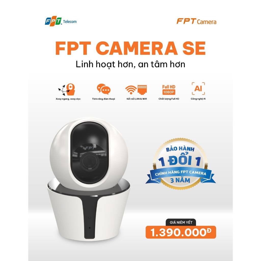 Camera Wifi FPT SE 2M Xoay 360 Full HD 1080 Chuẩn Chính Hãng Sử Dụng ...