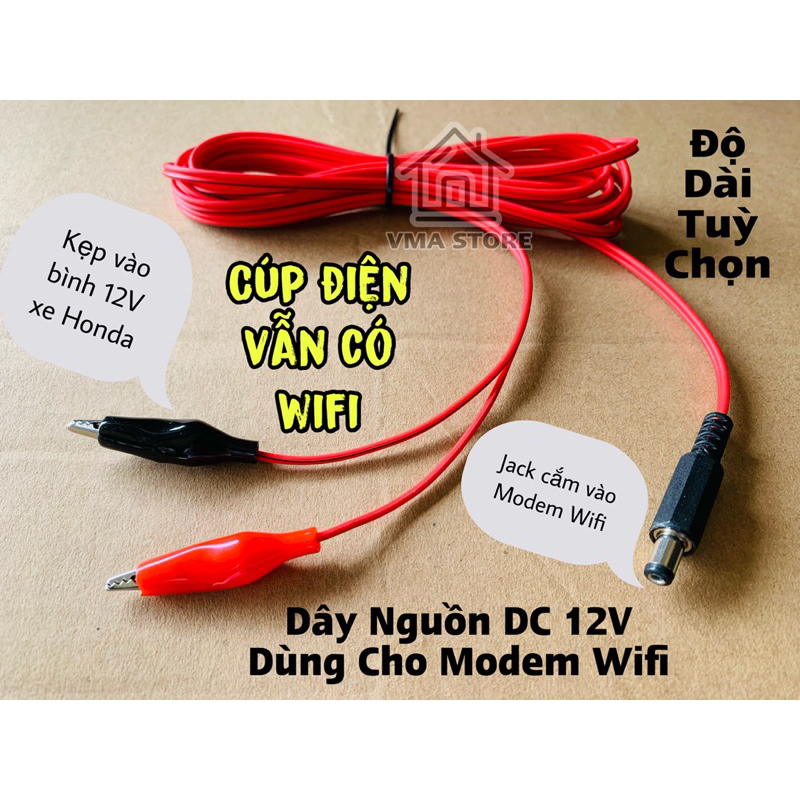 Dây nguồn DC12V chống ngược cực, dùng cho Modem Wifi khi cúp điện, độ ...