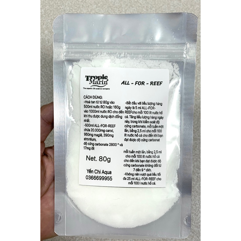 ALL FOR REEF dạng bột bổ sung khoáng chất cho hồ cá biển. chiết lẻ 80g-160g pha 500ml-1000ml ...