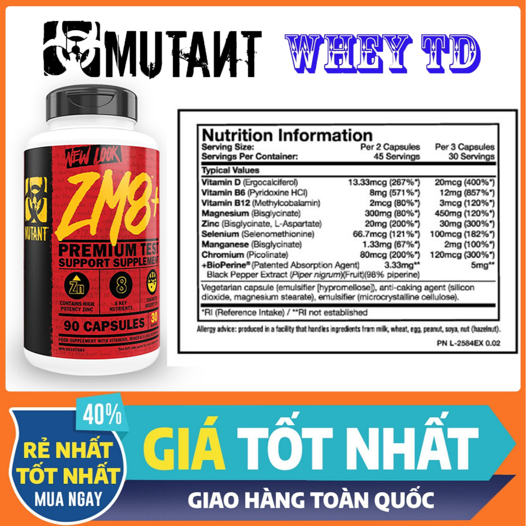 Viên uống tăng sức mạnh tăng test MUTANT ZM8+ Hộp 90 viên | Shopee Việt Nam