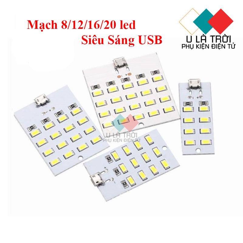 Mạch led 8/12/16/20 led siêu sáng dùng nguồn micro usb 5V | Shopee Việt Nam