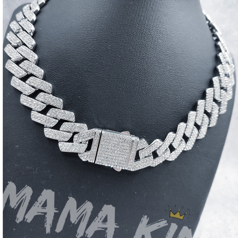 (TẶNG KÈM NHẪN)Dây chuyền vòng tay hiphop cuban chain 20mm khóa BẤM mix ...