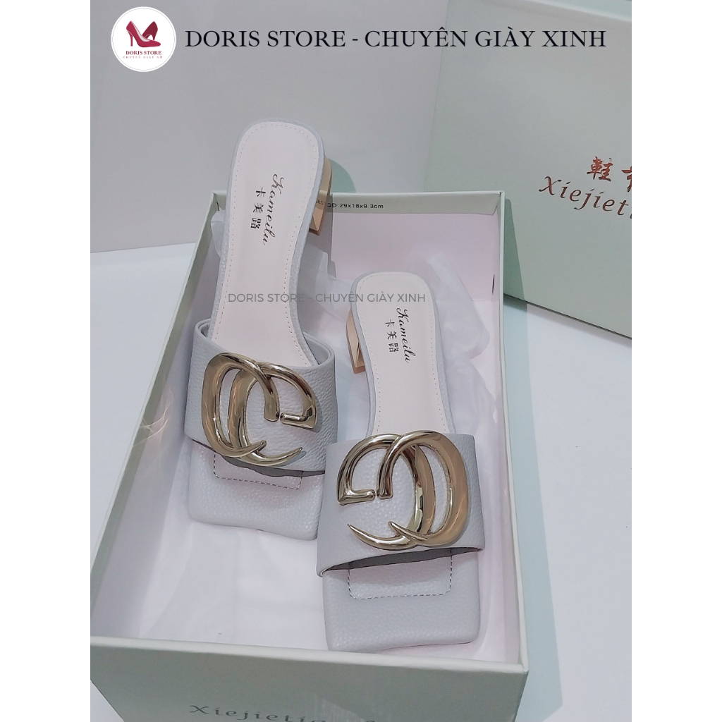 Guốc cao gót nữ DORIS gót vuông tráng kim loại thời trang - HÀNG CHÍNH ...