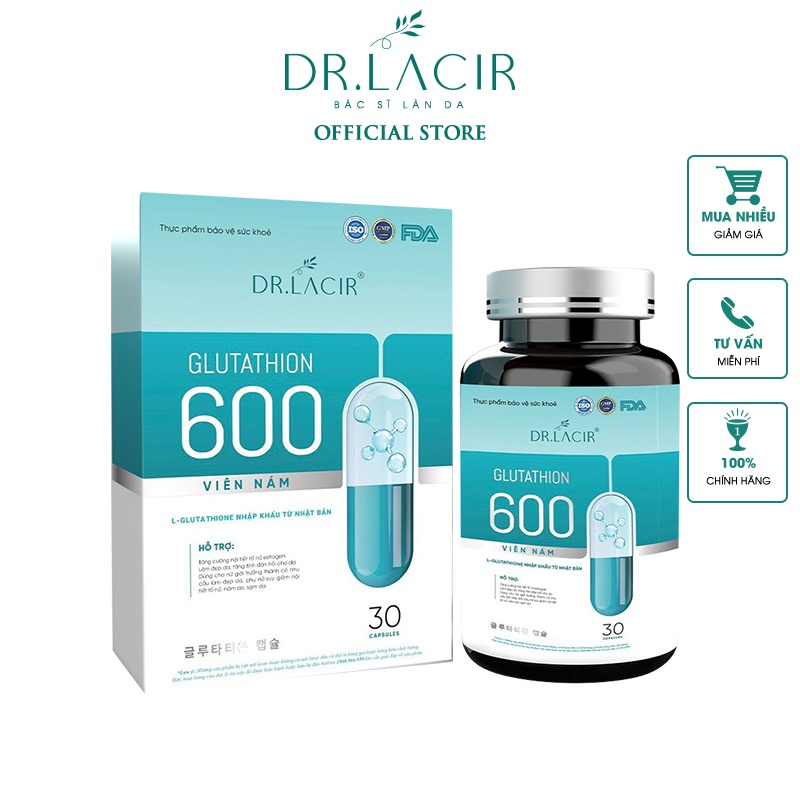 Viên uống trắng da ngừa nám DR.LACIR glutathione 600 hộp 30 viên DR22 | Shopee Việt Nam