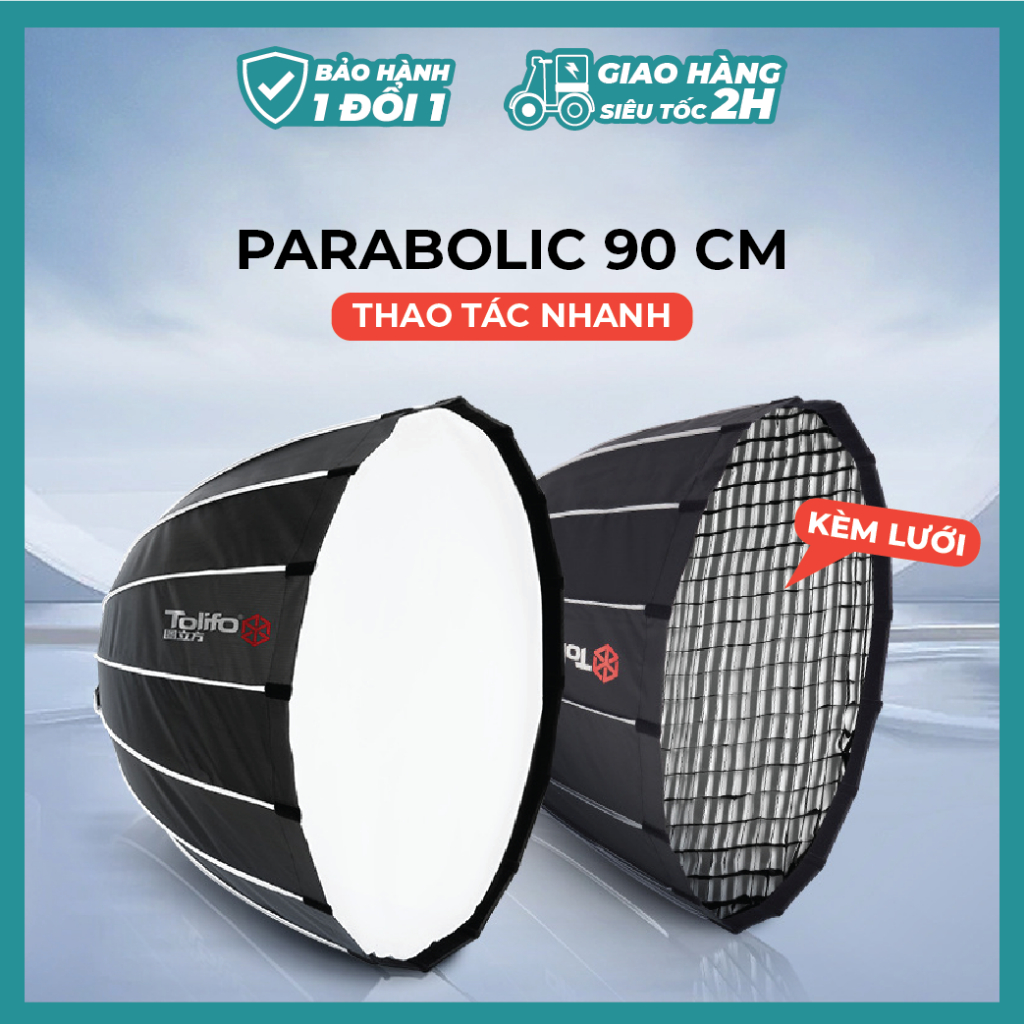 Softbox parabolic 90 cm kèm lưới thao tác nhanh chính hãng Tolifo ...
