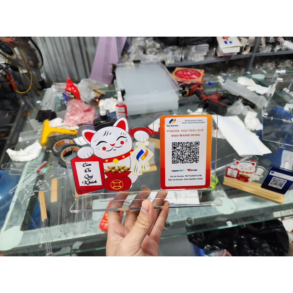 Bảng quét mã QR CODE mica in theo yêu cầu, in mã qr để bàn đựng mèo ...