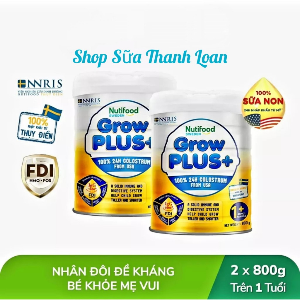 [HSD T10-2026] COMBO 2 LON Sữa Bột Nutifood GrowPLUS+ Số 1+/ 2+ Lon 800g [Sữa Non Vàng ...