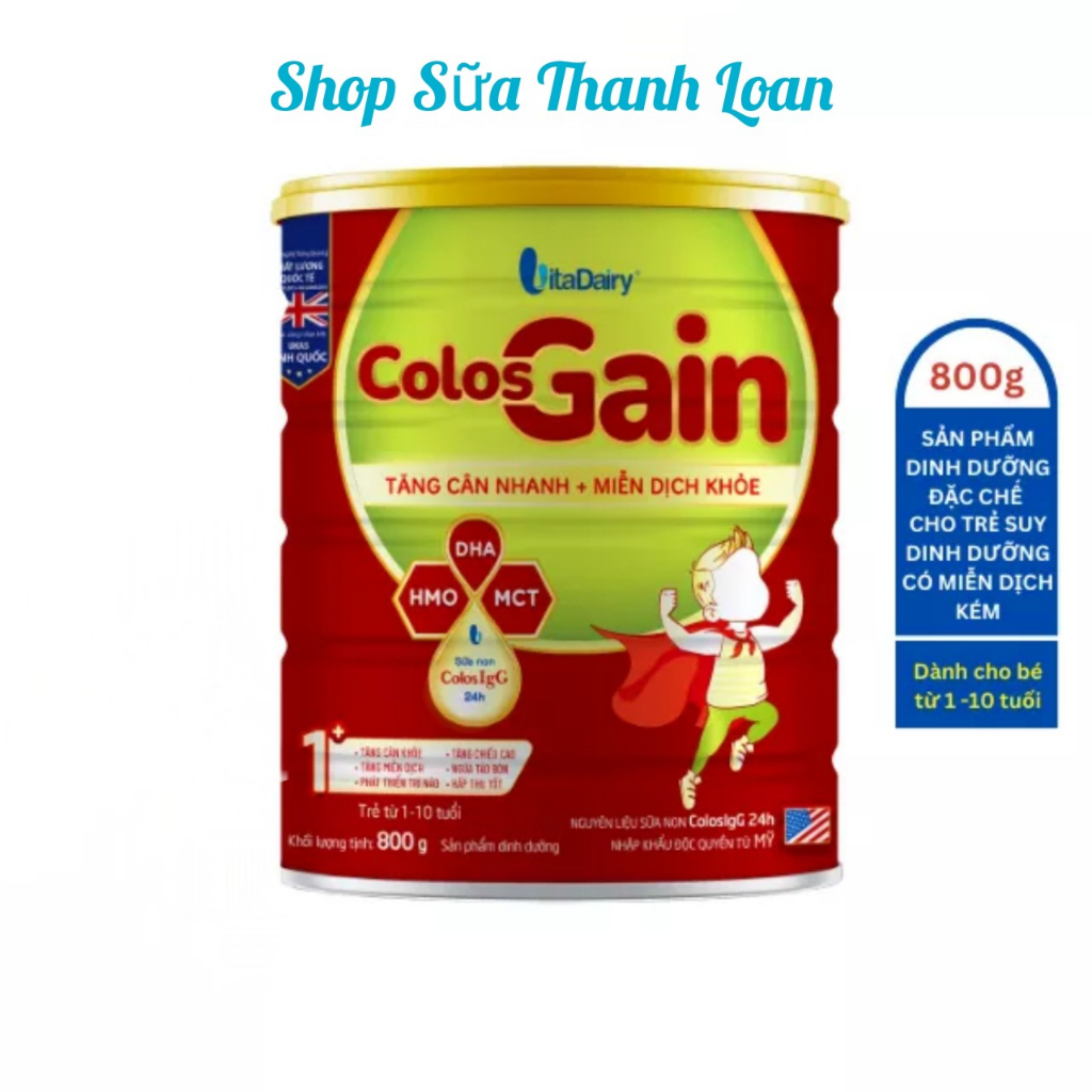 [HSD T11-2025] [Quét Mã QR Tích Xu] Sữa Bột Vitadairy Colos Gain 1+ 800 ...