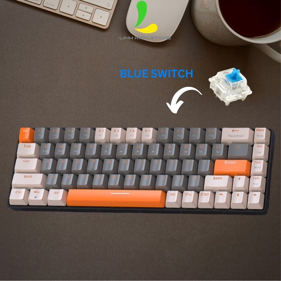 Bàn phím cơ ZIYOULANG K68 cao cấp - Phím cơ gaming 68 phím trục cơ kết nối bluetooth và USB ...