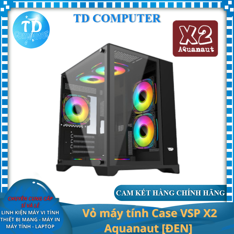 Vỏ máy tính Case VSP X2 Aquanaut [ĐEN] không Fan Kính cường lực 2 mặt (M-ATX,I-ATX) - Hàng chính ...