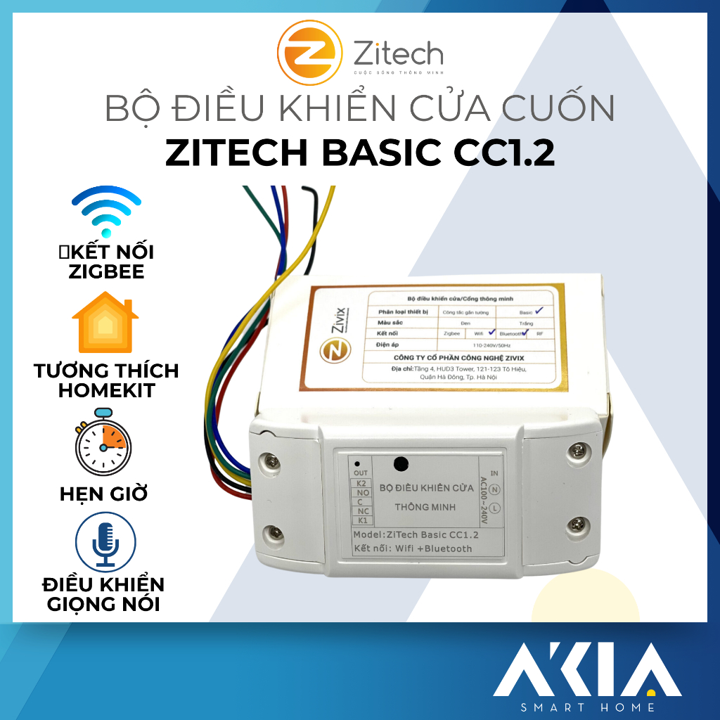 Bộ điều khiển cửa cuốn Zitech Basic CC1.2Z - Kết nối Zigbee, tương tích ...