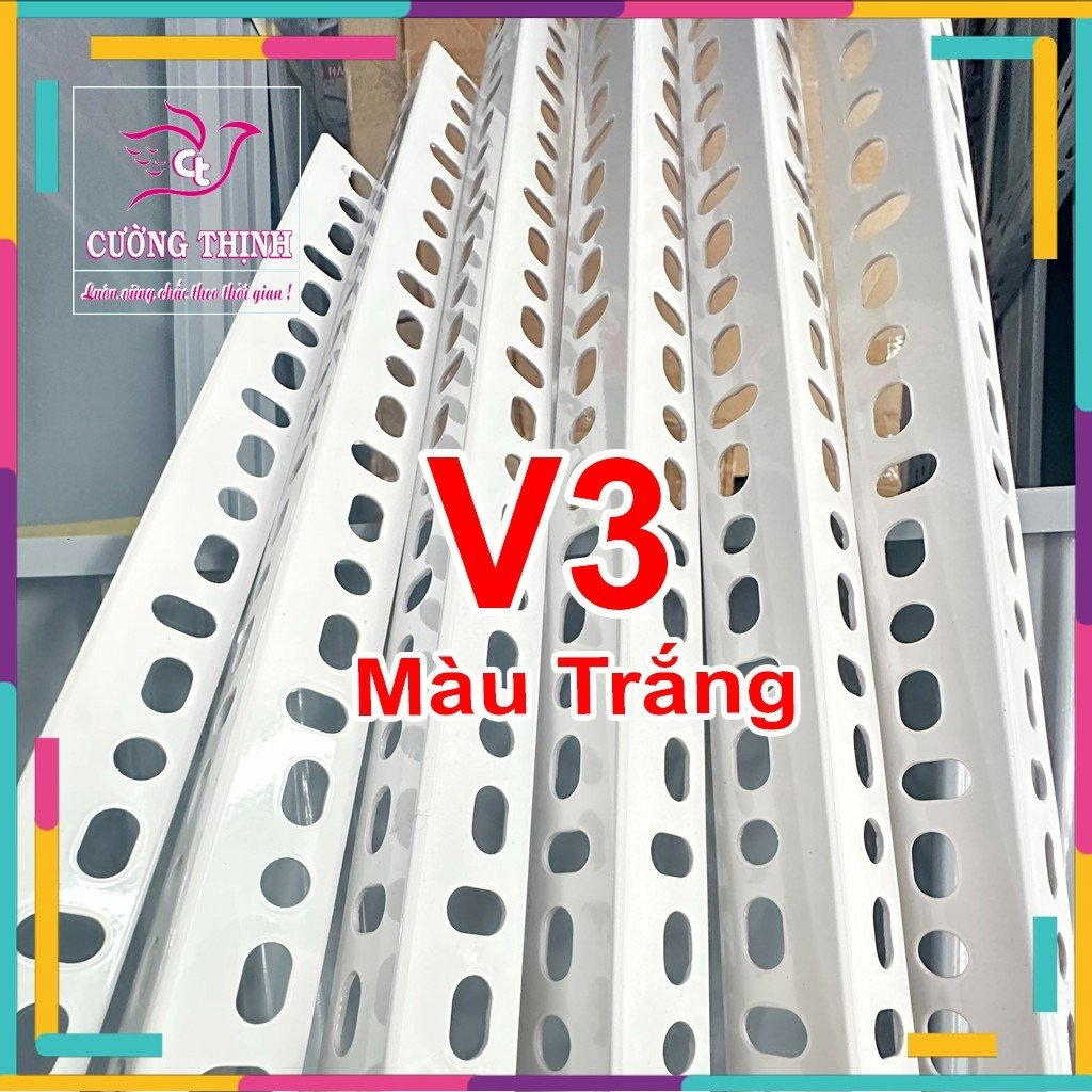 Thanh sắt V3.3-dày 1.6mm dài 1m, 1m2,1m5, 1m8, 2m.Lắp ráp kệ sắt, khung sắt kệ . Sắt Lắp Ghép Kệ ...