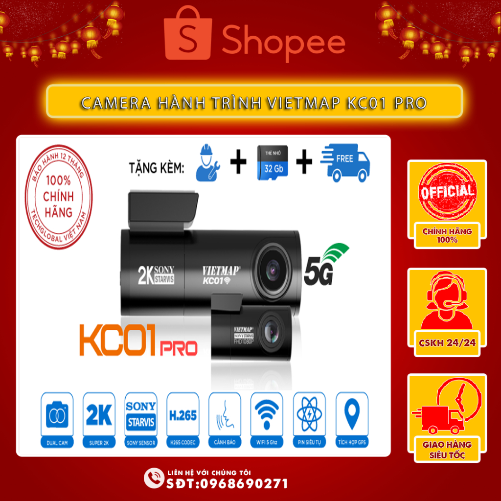 Camera Hành Trình Chính Hãng Vietmap KC01 pro Tặng kèm thẻ nhớ | Shopee Việt Nam