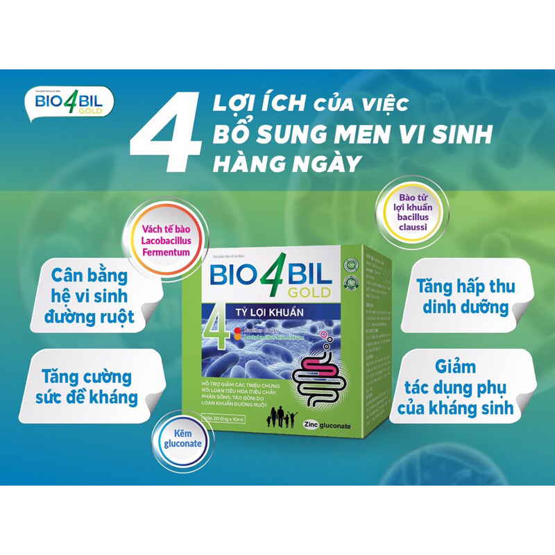 [CÓ SẴN] MEN VI SINH BIO4 BIL GOLD - HỘP 30 ống | Shopee Việt Nam